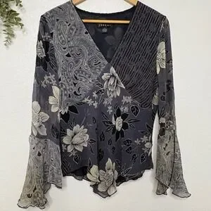 Jeremy | Tops | Spenser Jeremy Silk Mixed Floral Paisley Print Bell ...